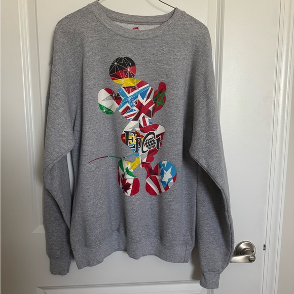 Disney | Sweaters | Disney World Epcot Gray Crewneck Sweater | Poshmark
